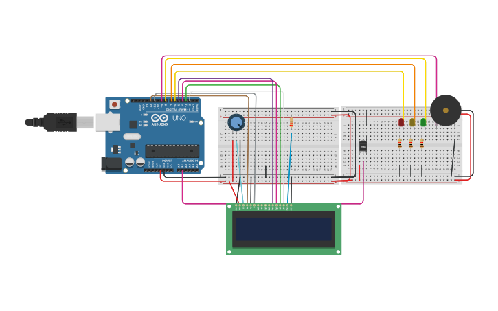 Circuit design SENSOR DE TEMPERATURA CON LED - Tinkercad