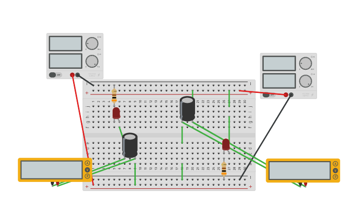 Circuit design Capacitor in Parallel and series - Tinkercad