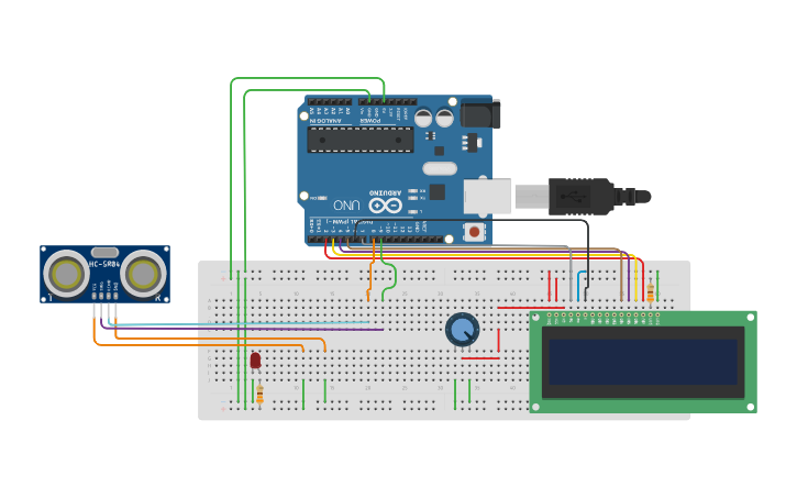 Circuit design SENSOR DISTANCIA | Tinkercad