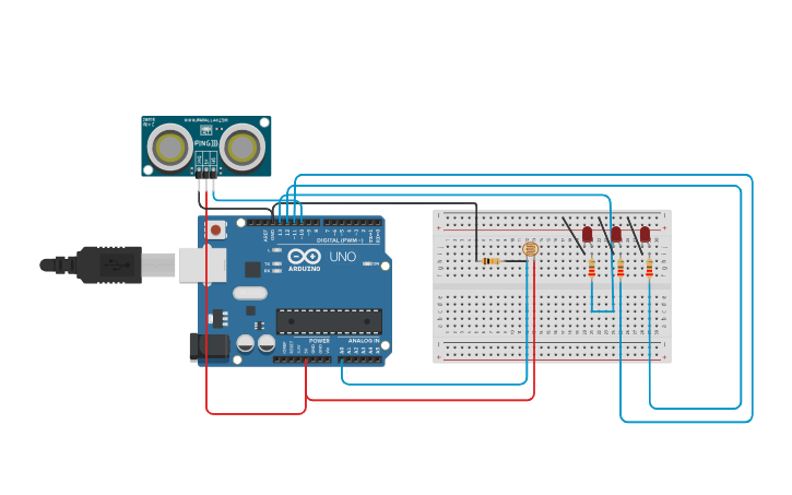 Circuit design Smart Street Light System - Tinkercad