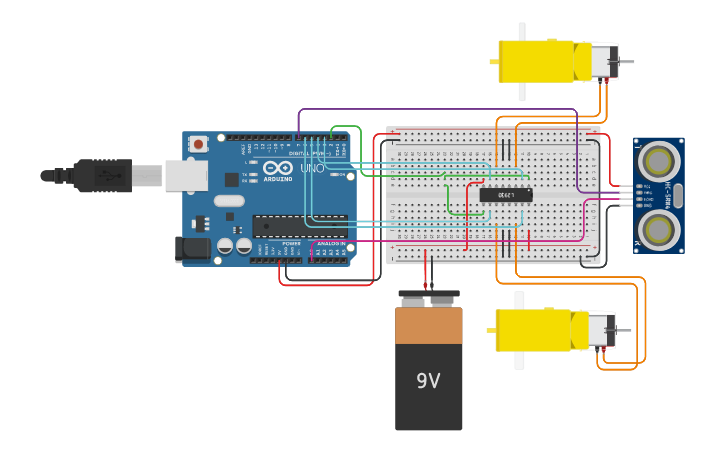 Circuit design Obstacle Avoidance Robot | Tinkercad