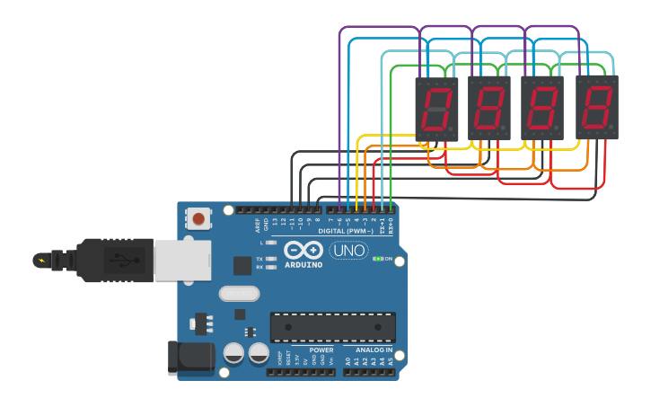 Circuit design 7 segment study - Tinkercad