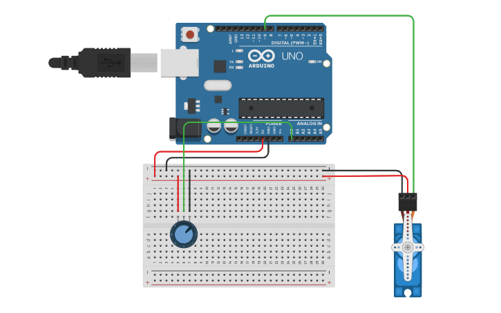 Circuit design Servo Motor - Tinkercad