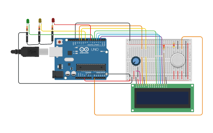 Circuit design Air Pollution Monitoring - Tinkercad