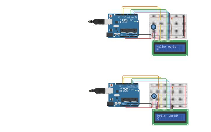 Circuit design LCD Exercises | Tinkercad