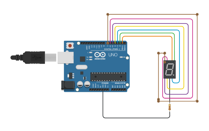 Circuit design exercicio 1 display - Tinkercad
