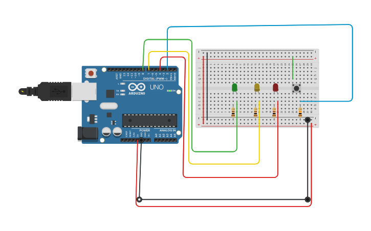 Circuit design Traffic light - Tinkercad