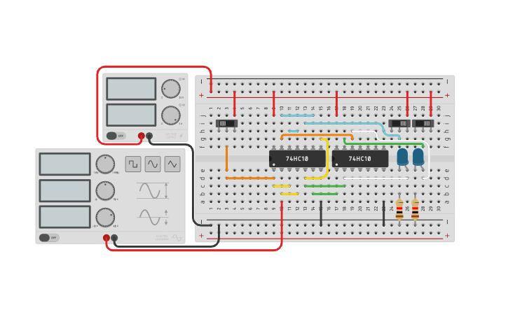 Circuit design T Flip Flop using NAND Gates | Tinkercad