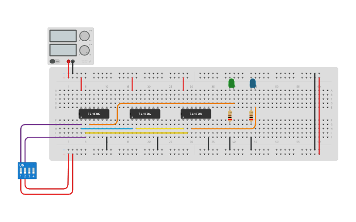 Circuit design Half Subtractor - Tinkercad