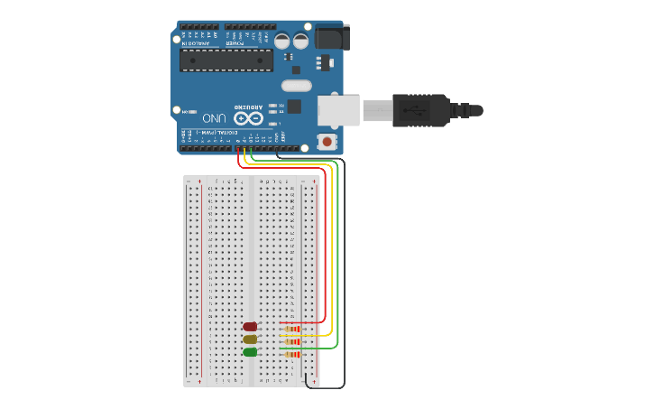 Circuit Design Semáforo Utilizando Arduino Tinkercad 