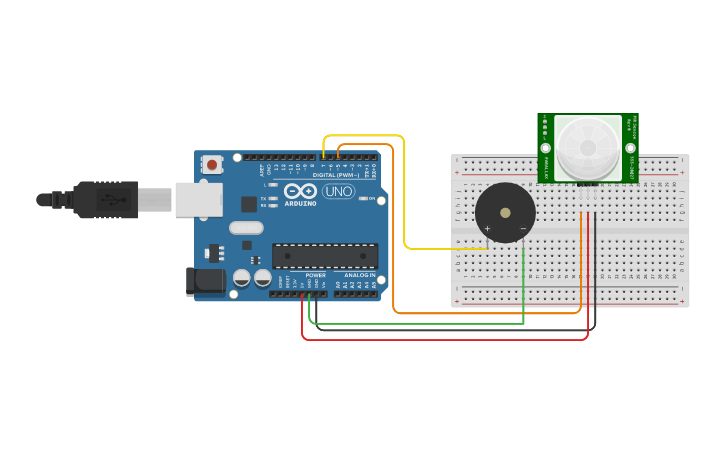 Circuit design SECURITY ALARM - Tinkercad
