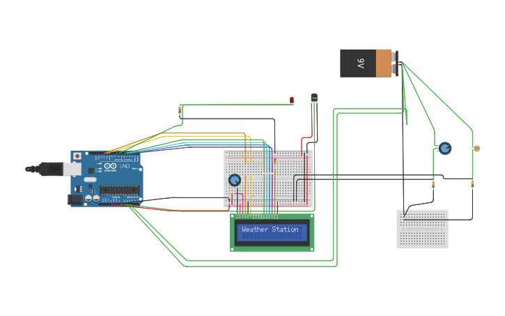 Circuit design Weather Station - Tinkercad