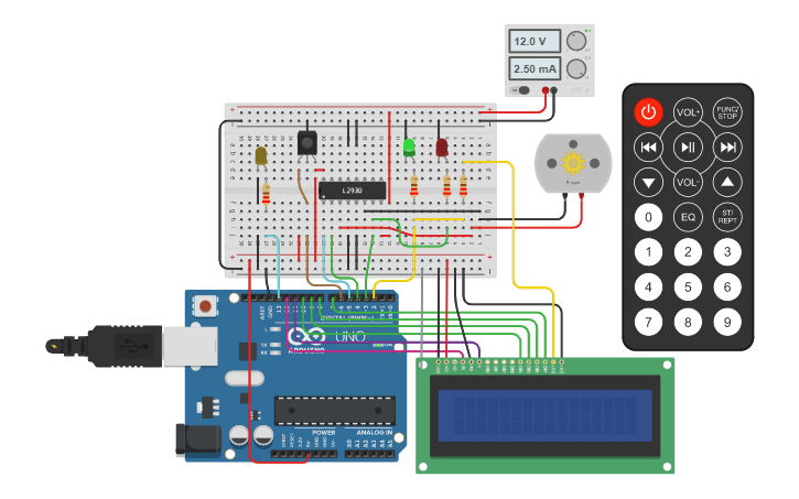 Circuit design Motor Remote Controller - Tinkercad
