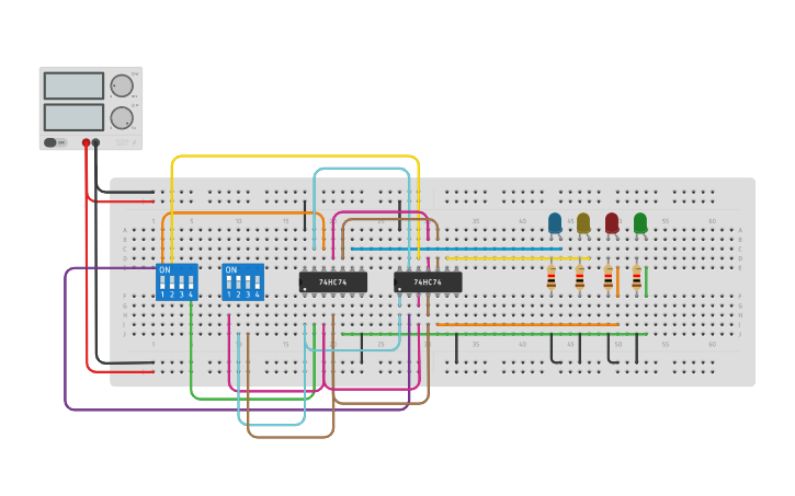 Circuit design pipo using dff - Tinkercad