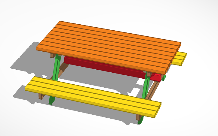 3D design 피크닉 테이블 picnic table - Tinkercad