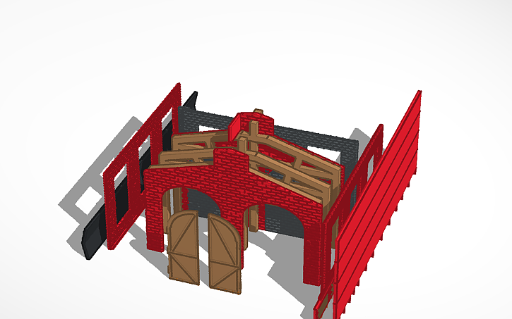 3D design HO-2-Stall Engine House - Tinkercad