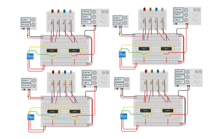 Circuit design Binary Up Counter - Tinkercad