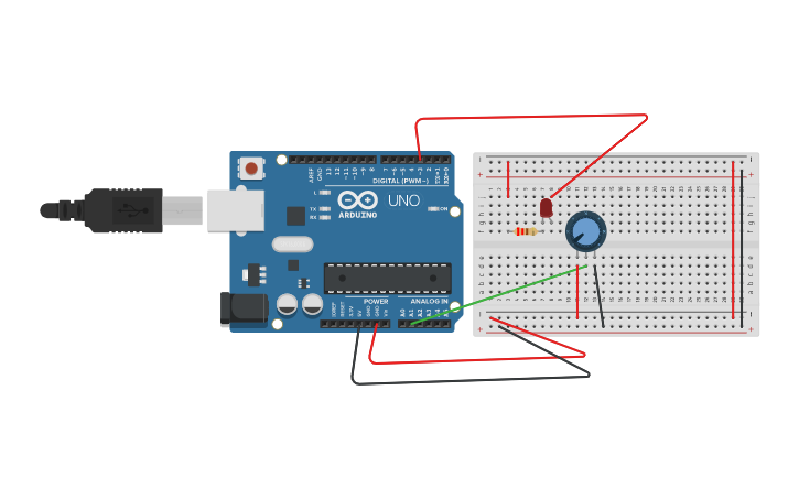 Circuit design Arduino con potenciometro - Tinkercad