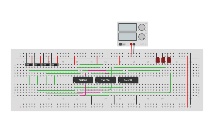 Circuit design 2-Bit Adder | Tinkercad