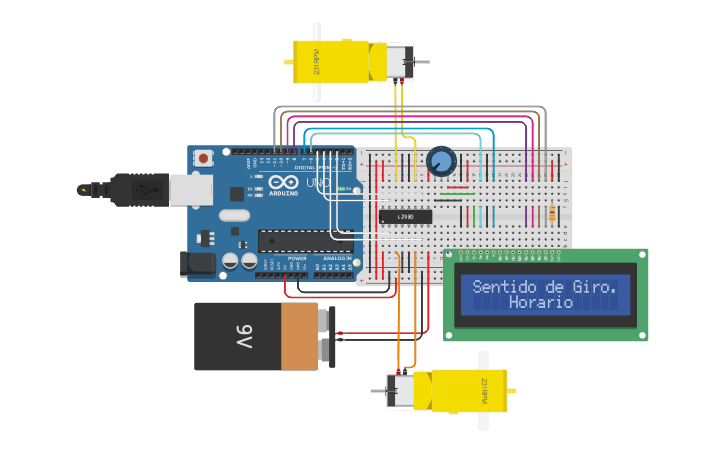 Circuit design Motor_DC_LCD - Tinkercad