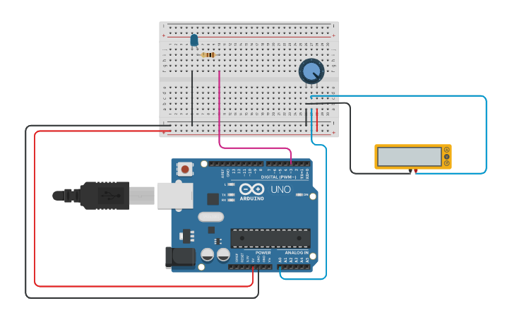 Circuit design Potentiometer Arduino - Tinkercad