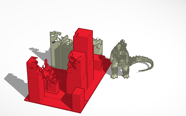 3D design Godzilla in a city - Tinkercad