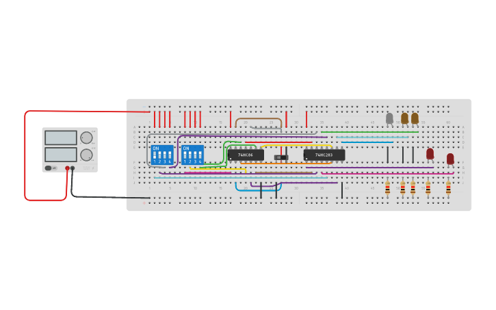 Circuit Design 4 Bit Binary Adder Subtractor Tinkercad