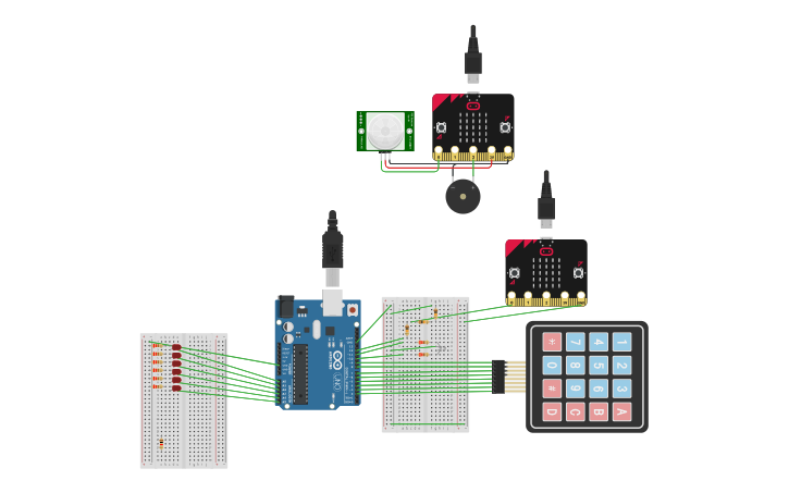Circuit design 6-digit keypad lock - Tinkercad