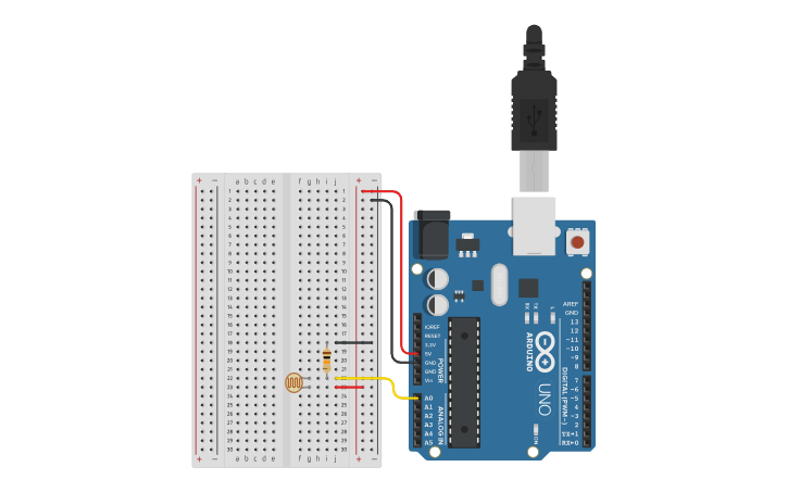 Circuit design 11b_Photoresistor_Analog Input - Tinkercad