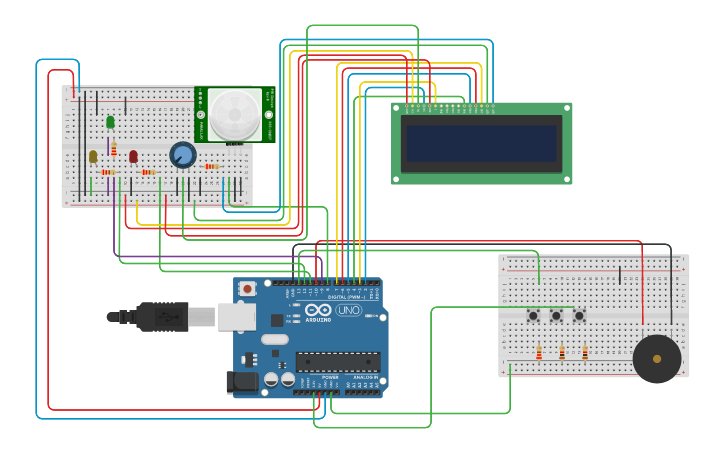 Circuit Design Pendeteksi Gerak Tinkercad