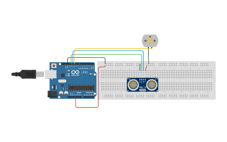 Circuit design Arduino sensor con motor, Andrea Cuéllar | Tinkercad