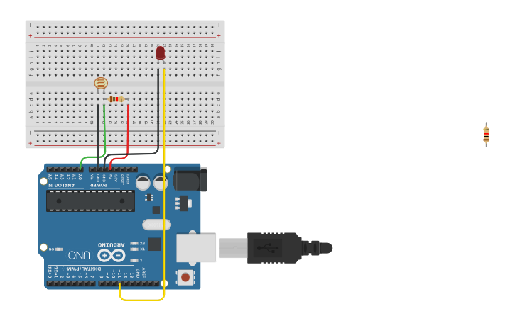 Circuit design Rangkaian LDR | Tinkercad