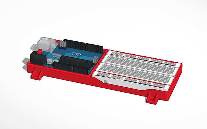 3D design Base Arduino UNO con protoboard 400 pines - Tinkercad