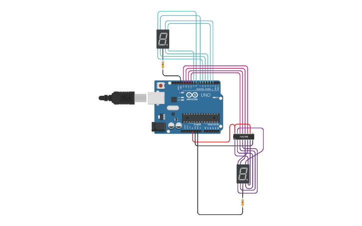 Circuit design Display 7 segmenti | Tinkercad
