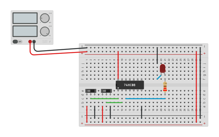 Circuit design Implement AND gate - Tinkercad Circuit design Implement AND gate - Tinkercad