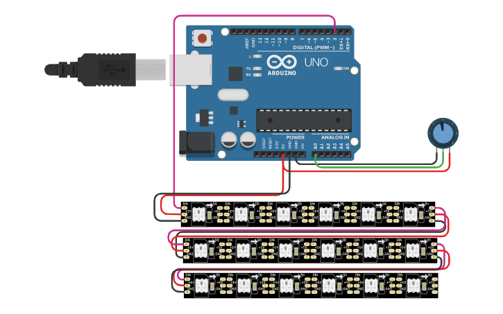 Circuit design NeoPixel - Tinkercad