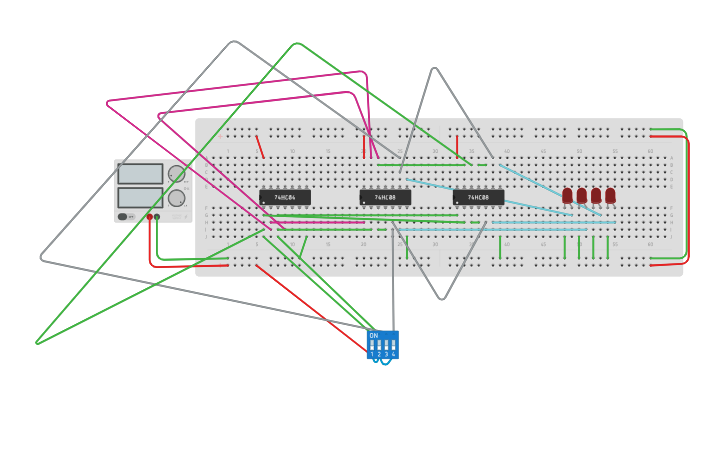 Circuit design Implementation of 2 to 4 Binary decoder - Tinkercad Circuit design Implementation of 2 to 4 Binary decoder - Tinkercad