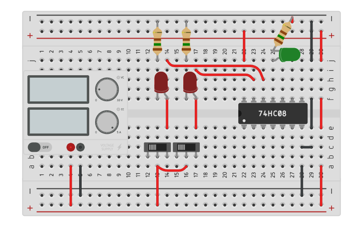 Circuit design AND Logic Gate - Tinkercad