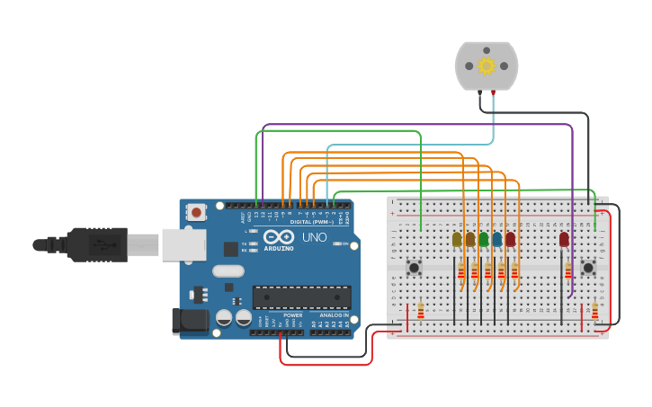 Circuit design for_loop | Tinkercad