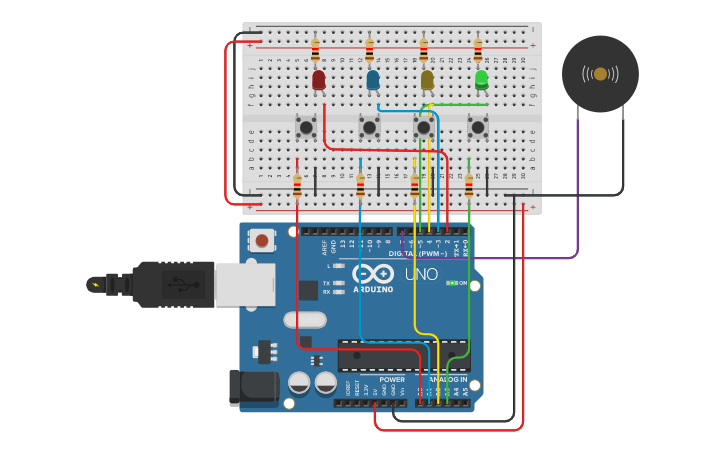 Circuit design Simon Dice | Tinkercad