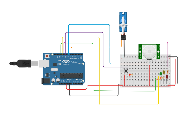 Circuit Design Чересчур умный шлагбаум Tinkercad