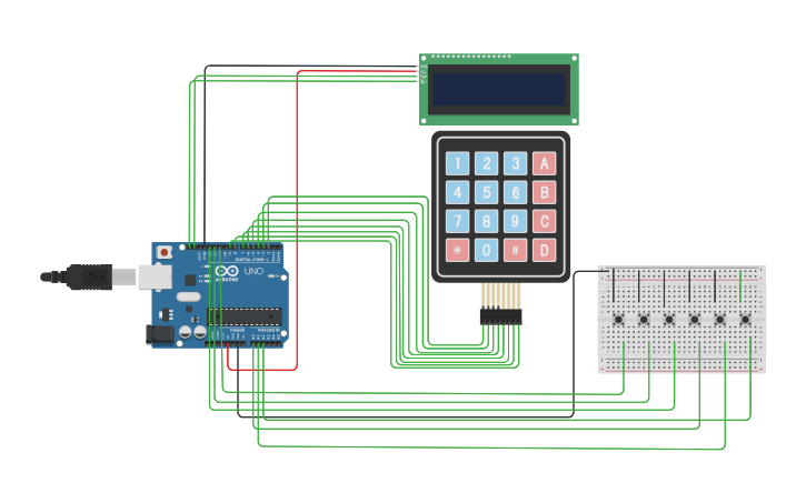 Circuit design Arduino Access Control System with Keypad and Fingerprint - Tinkercad