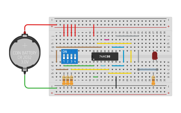 Circuit design Funcion solo con NAND | Tinkercad