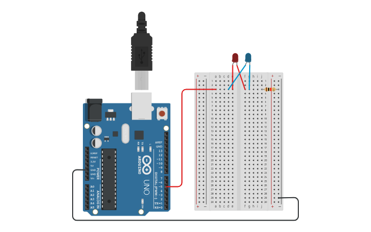 Circuit design LED Interfacing (MATT) - Tinkercad