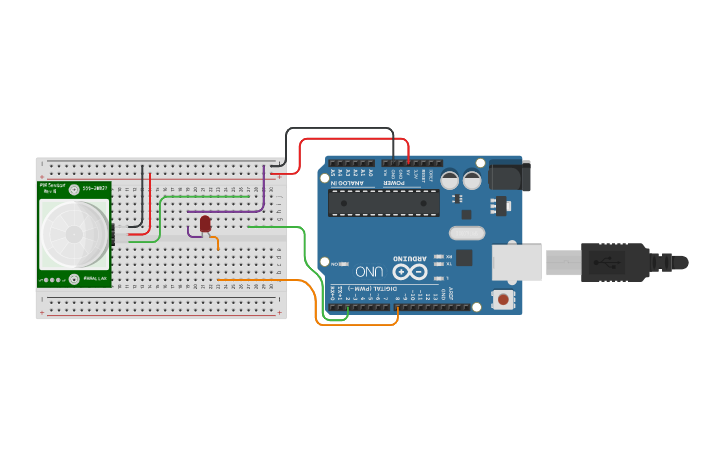 Circuit design Sensor PIR - Tinkercad