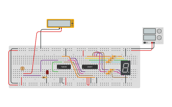 Circuit design Circuito -- Fotorresistor - Tinkercad
