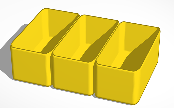3D design Three Rectangle compartment container - Tinkercad