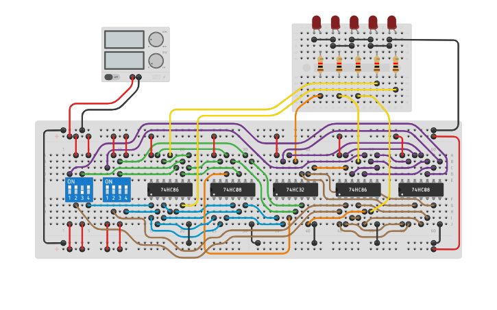 Circuit design 4-BIT FULL ADDER CIRCUIT - Tinkercad