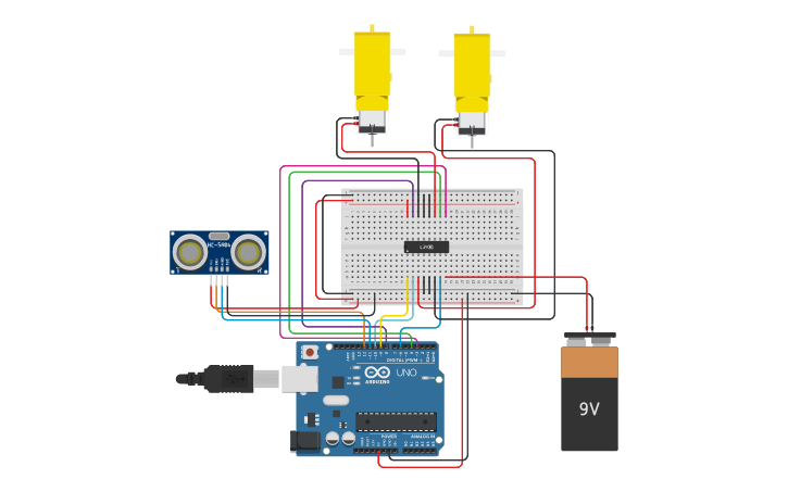 Circuit design Obstacle Avoiding Robot (1711219) - Tinkercad