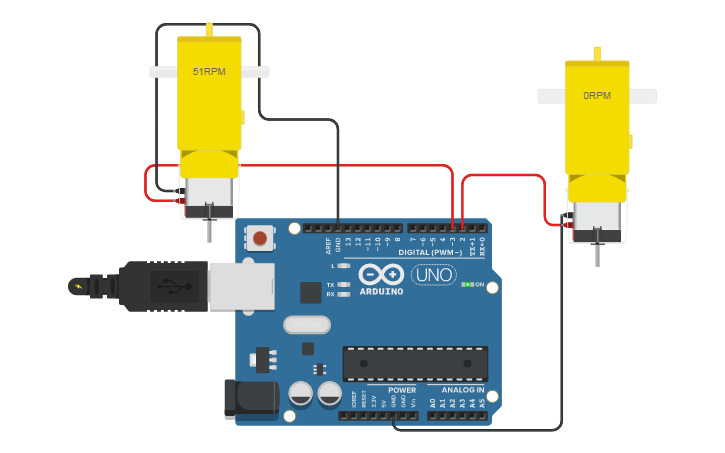 Circuit design ArdiUno: Multiple Hobby Gear Motor Control With ArdiUno - Tinkercad